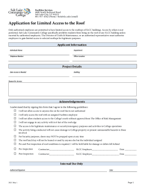 Fillable Online Application for Limited Access to the Roof - SLCC Fax ...