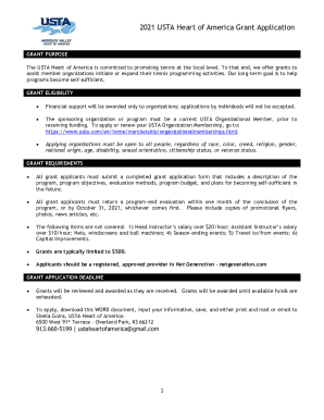 Fillable Online 2021 USTA Heart of America Grant Application Fax Email ...