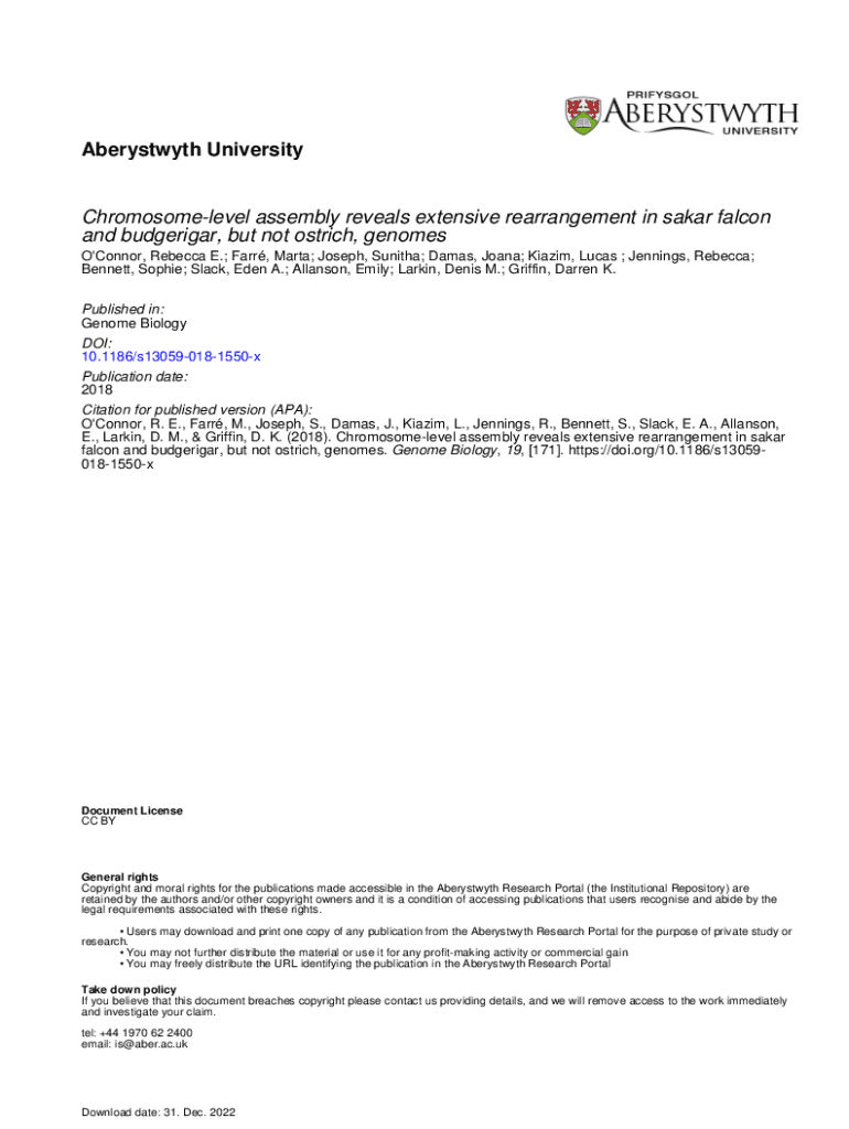 Fillable Online pure.aber.ac.ukportalenChromosome-level assembly ...