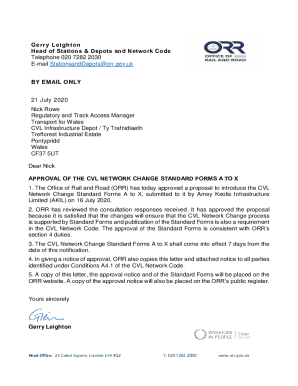 Fillable Online approval of the cvl network change standard forms a to ...