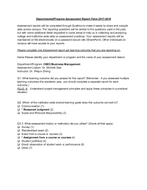 Fillable Online Departmental/Program Assessment Report Form Please ...