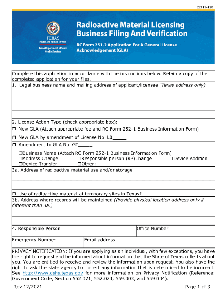 Fillable Online Radioactive Material Licensing Business Filing And ...