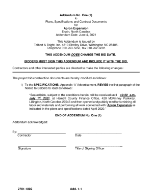 Fillable Online ADDENDUM NO. 1 TO: PLANS AND SPECIFICATIONS FOR STATE Fax Email Print - pdfFiller