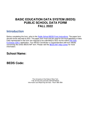 Fillable Online Public School BEDS IMF Form Fax Email Print - pdfFiller