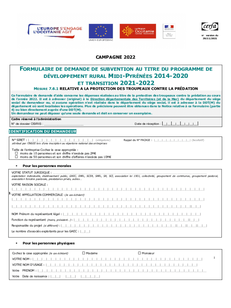 Fillable Online formulaire de demande de subvention au titre du programme de Fax Email Print ...