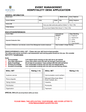 Fillable Online Event Management Hospitality Desk Application Fax Email ...