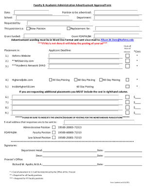 Fillable Online Faculty & Academic Administration Advertisement ...