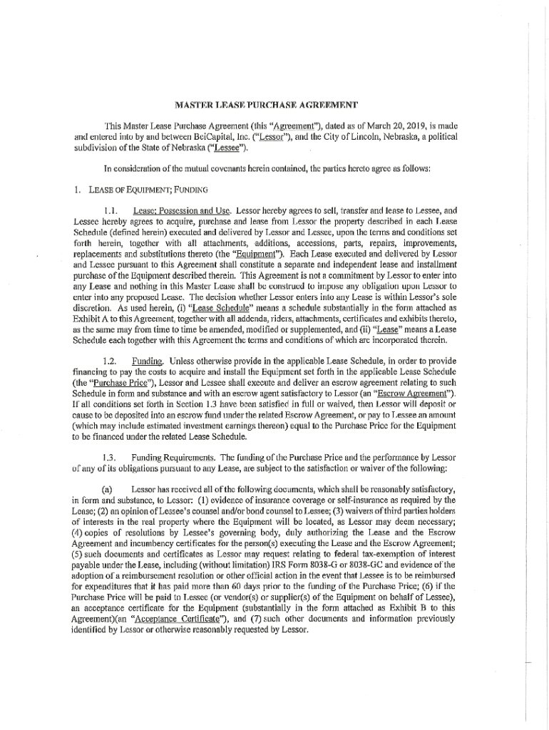 Fillable Online Master Lease Agreement: Definition & Sample ...