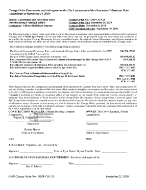 Fillable Online Change Order Form (to be used subsequent to the Citys ...
