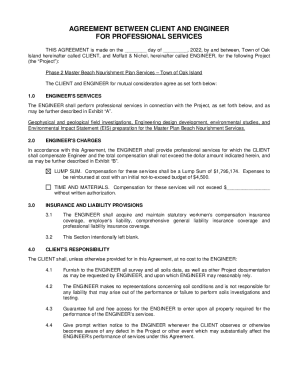 Fillable Online AGREEMENT BETWEEN CLIENT AND ENGINEER FOR PROFESSIONAL ...