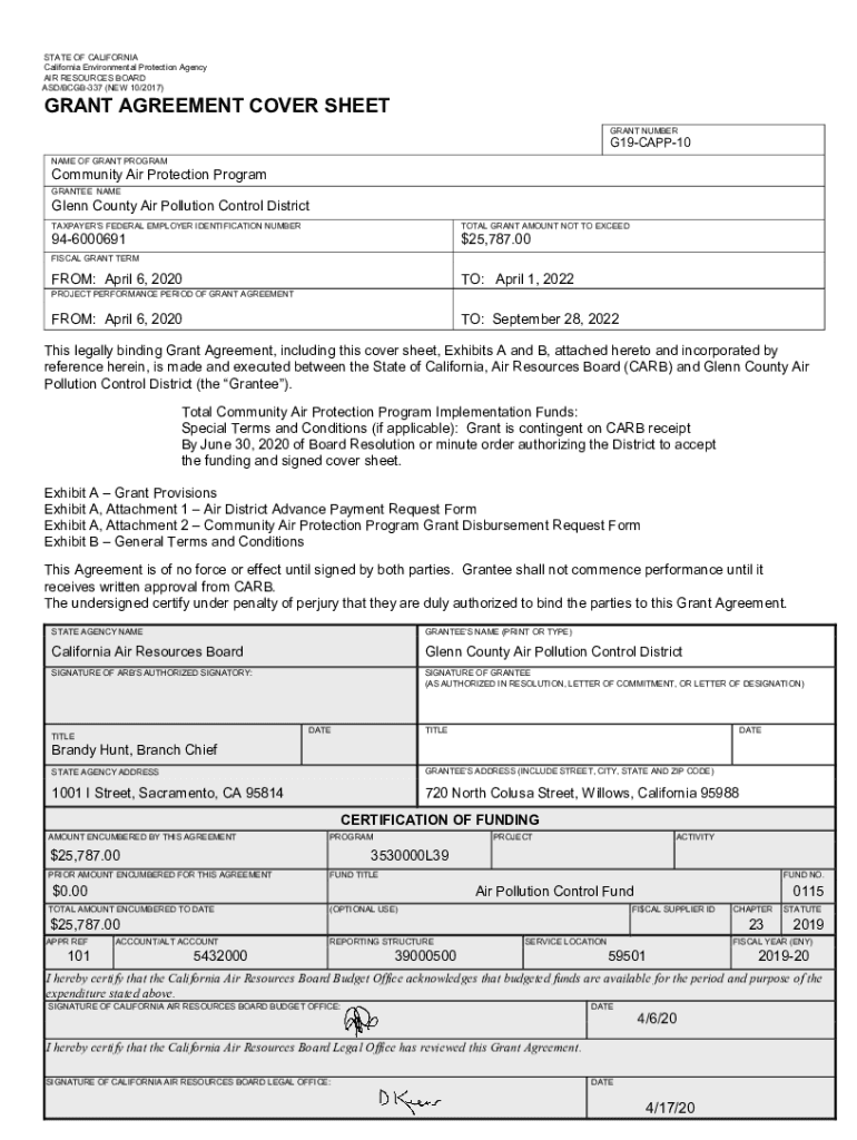 Fillable Online Grant Agreement Cover Sheet - Amazon AWS Fax Email Print - pdfFiller