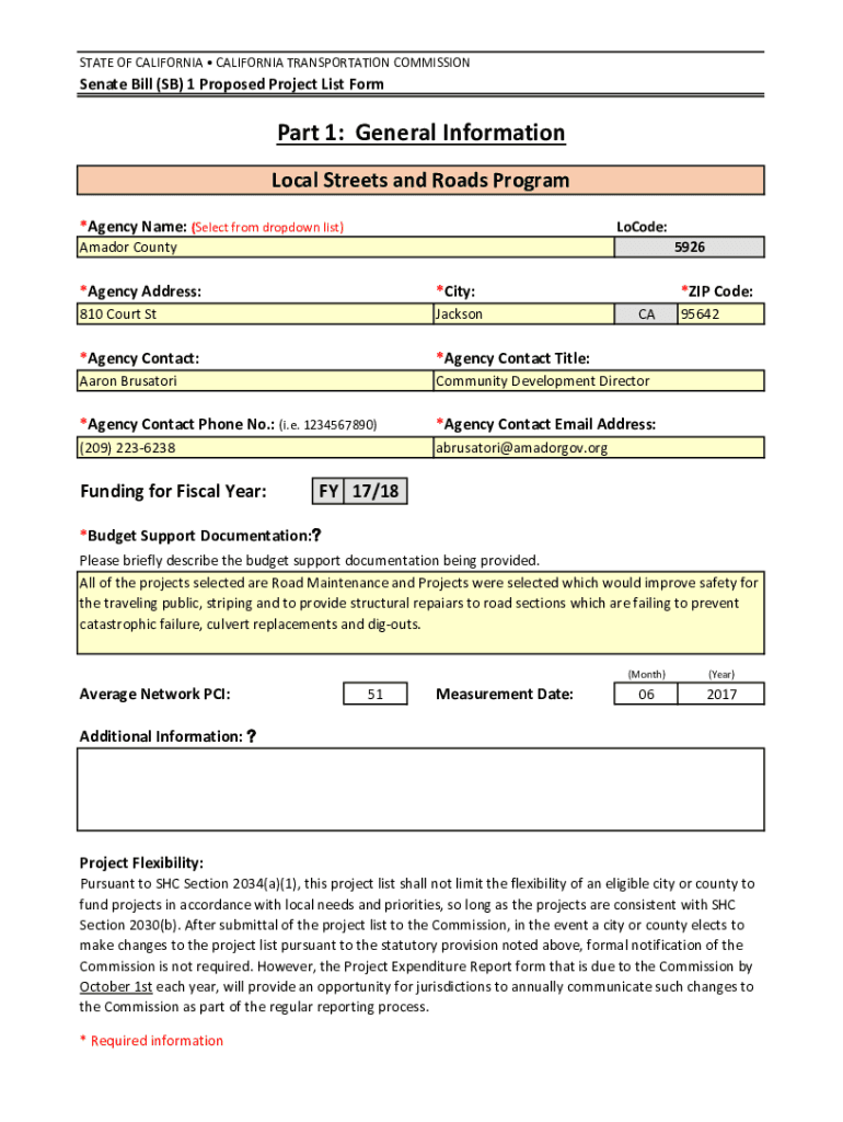 Fillable Online Senate Bill 1 (SB1)Caltrans - California Department of ...