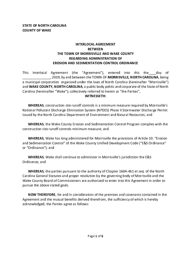 Fillable Online State of North Carolina, County of Durham Interlocal Cooperation Agreement Fax ...