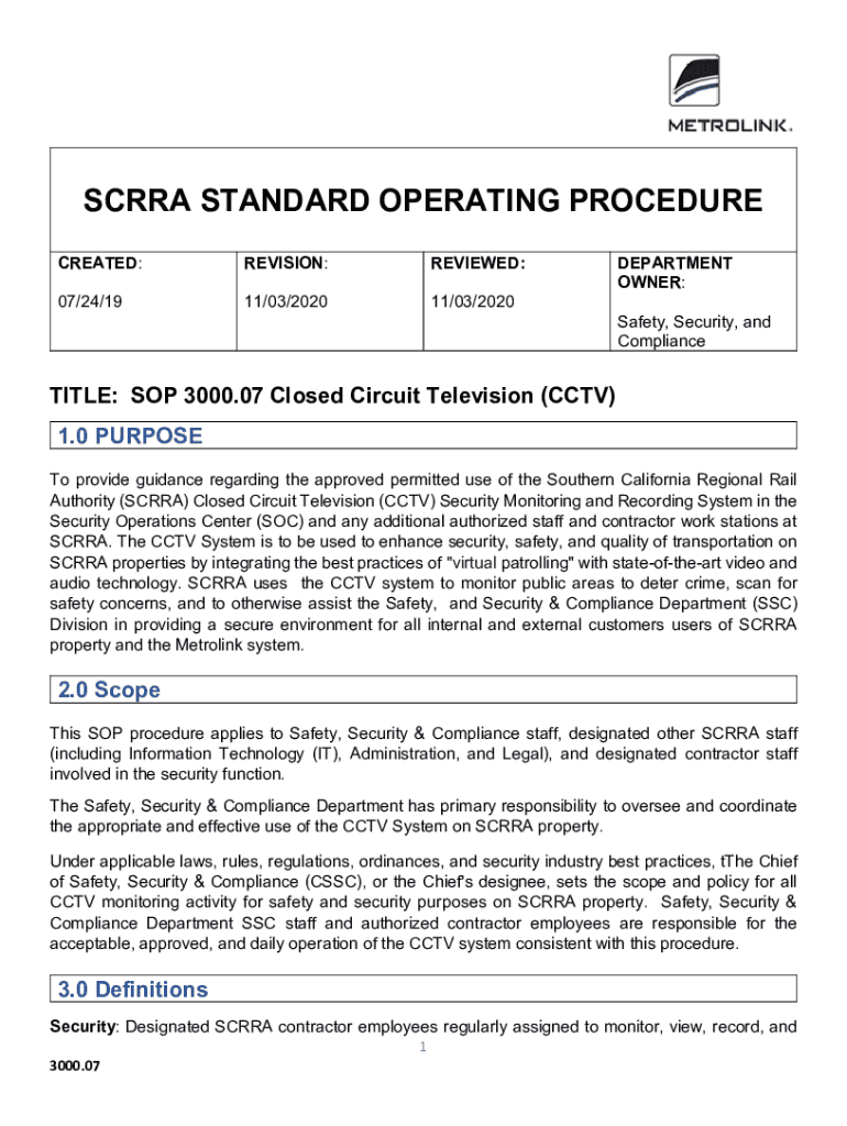 Fillable Online SCRRA STANDARD OPERATING PROCEDURE - AWS Fax Email ...
