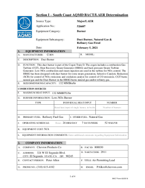 Fillable Online Section ISouth Coast AQMD BACT/LAER Determination Fax ...