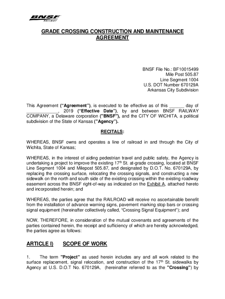 Fillable Online Fillable Online GRADE CROSSING CONSTRUCTION AND ...