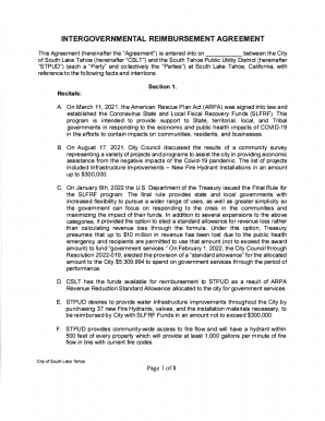 Fillable Online INTERGOVERNMENTAL REIMBURSEMENT AGREEMENT Fax Email ...