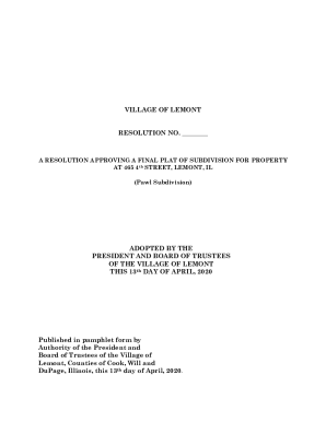 Fillable Online Resolution Approving Final Plat of Subdivision - Pawl ...