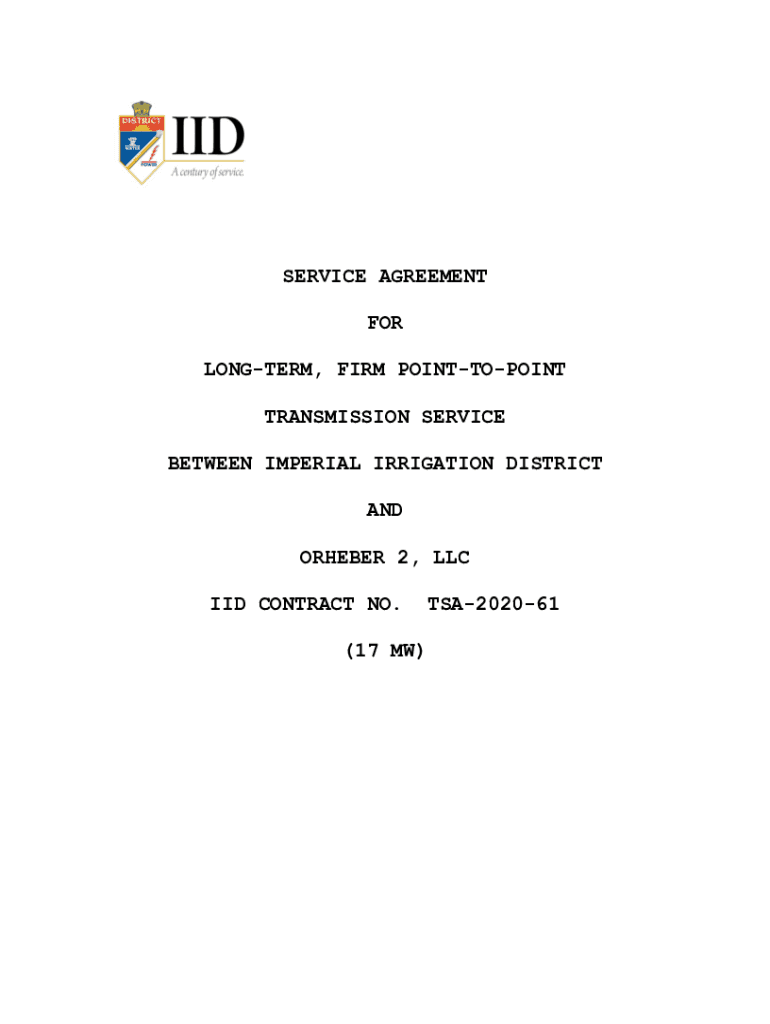 Fillable Online Form of Service Agreement for Non-Firm Point-To-Point ...
