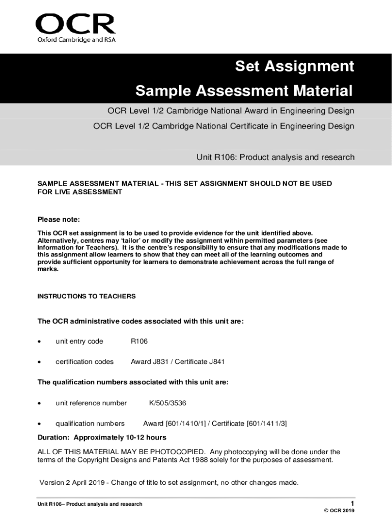 Fillable Online Sample Assessment Material - Oxford, Cambridge and RSA ...