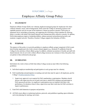 Fillable Online Employee Affinity Group PolicyGoucher College Fax Email Print - pdfFiller