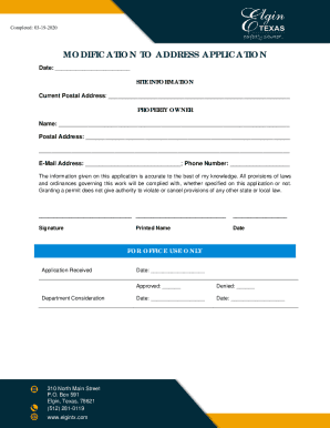 Fillable Online Modification of Postal Address Application Packet Fax ...