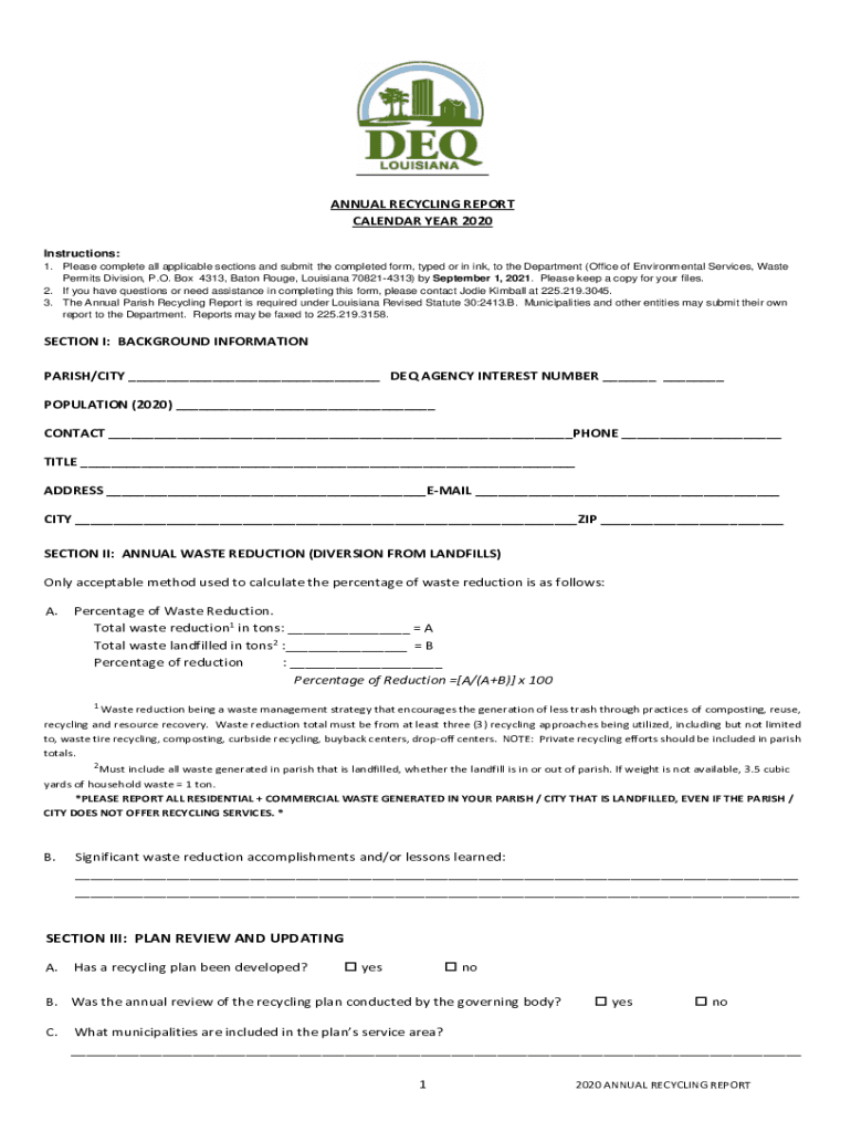 Fillable Online deq louisiana SECTION III - Louisiana Department of ...