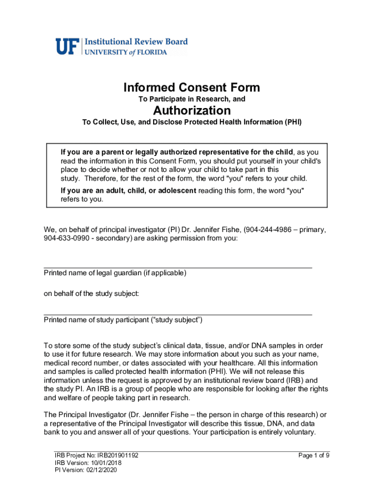 Fillable Online Informed Consent and Consent Forms for ResearchFree Research Informed Consent ...