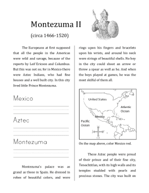 Fillable Online Montezuma IIBiography, Accomplishments, Death ...