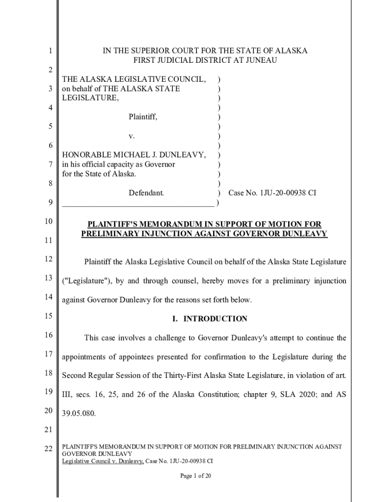 Fillable Online Plaintiff's Memo in Support of Motion for Preliminary Injunction Fax Email Print ...
