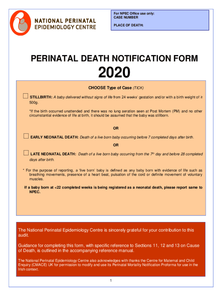 Fillable Online NVSS - Fetal Deaths - Centers for Disease Control and ...