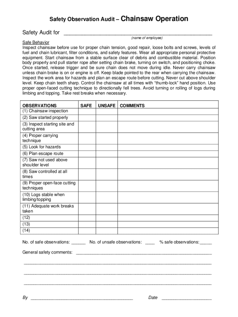 Fillable Online Chainsaw Safety: A Guide to Training, Hazards, and ...