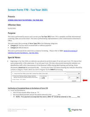 Fillable Online Screen Form 770 - Tax Year 2021 - Virginia Tax Fax ...