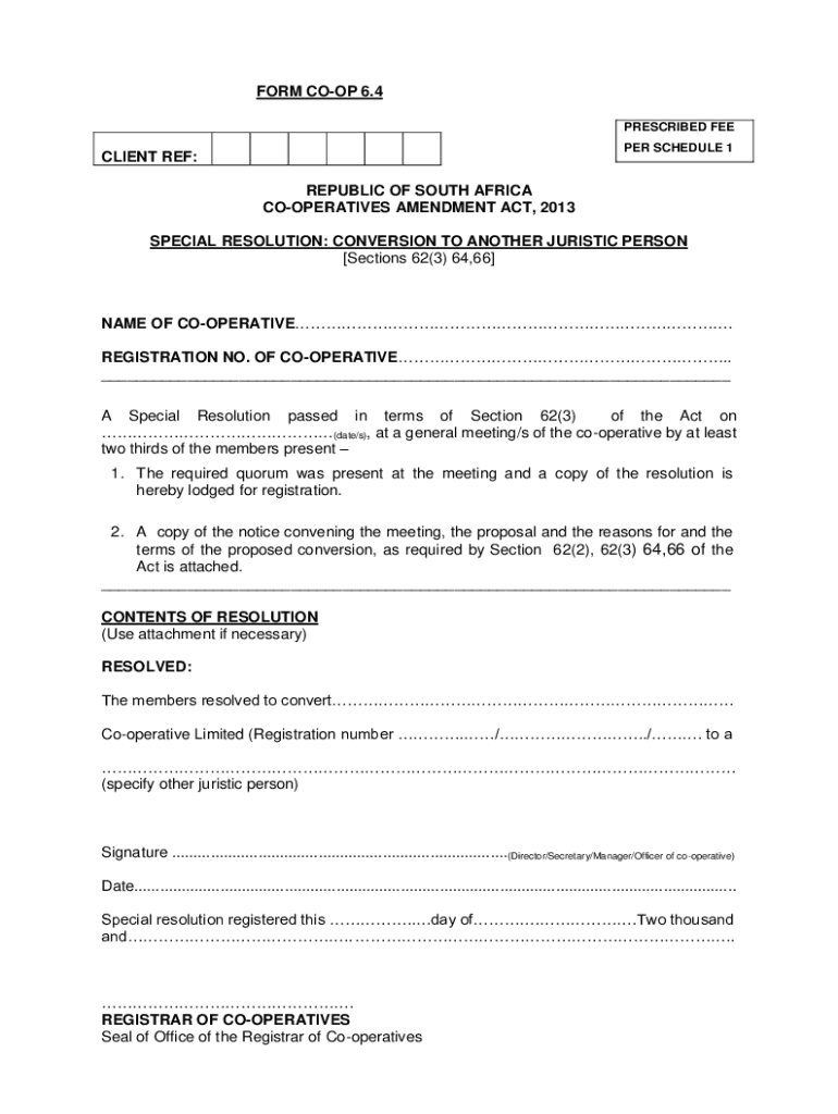 Fillable Online FORM CO-OP 6.4 CLIENT REF - CIPC Fax Email Print ...