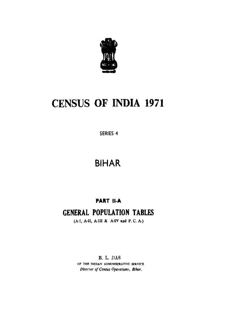Fillable Online General Population Tables, Part II-A, Series-4, Bihar ...