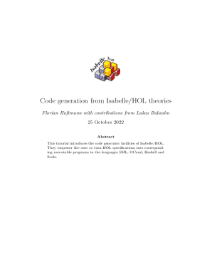 Fillable Online Is ab el leIsar Code generation from Isabelle / HOL theories Fax Email Print ...