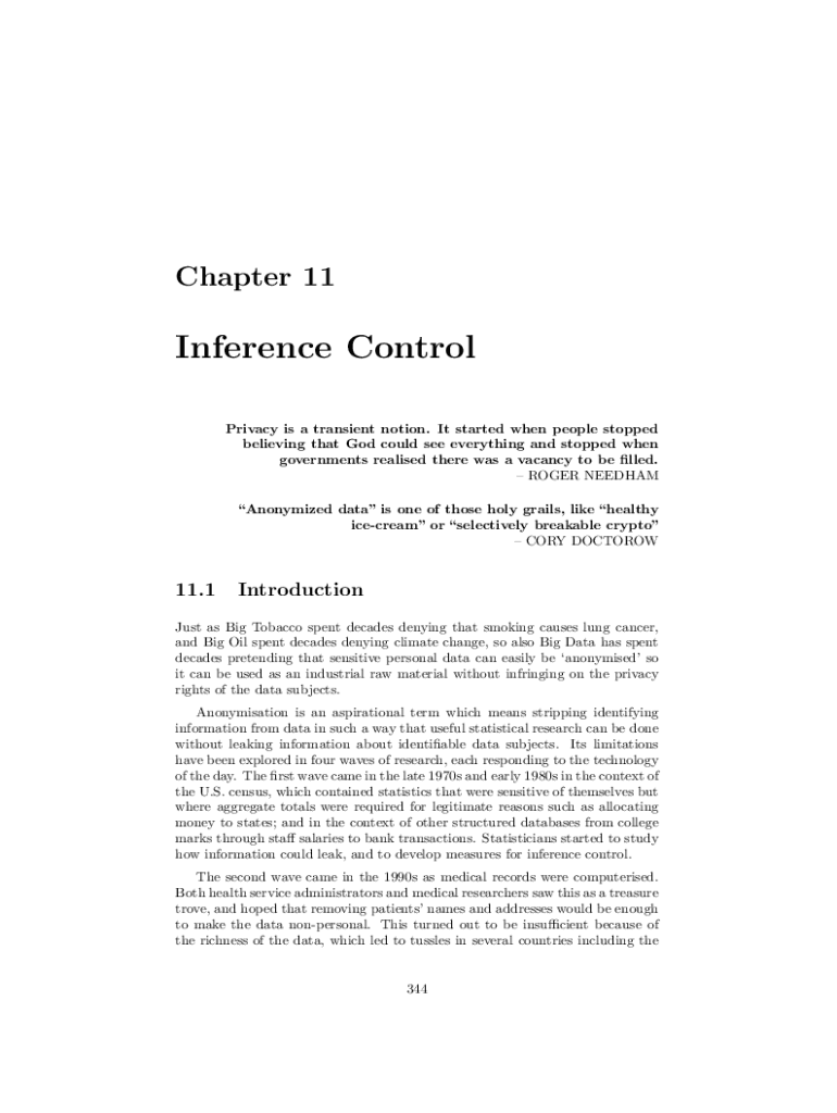 Fillable Online Inference Control - Department of Computer Science and Technology Fax Email ...