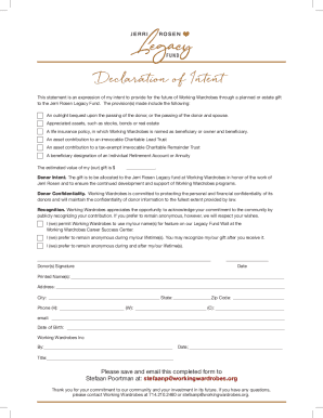 Fillable Online Declaration of Intent Working Wardrobes Fax Email Print - pdfFiller