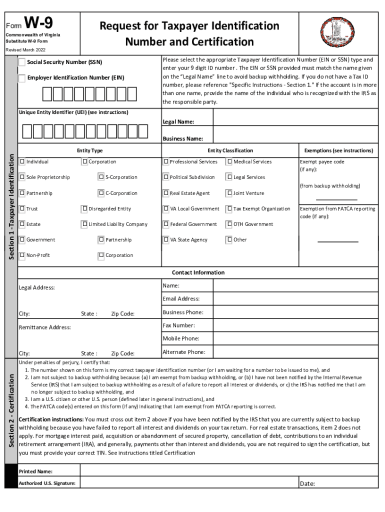 Fillable Online Form W 9 Download Fillable PDF Or Fill Online