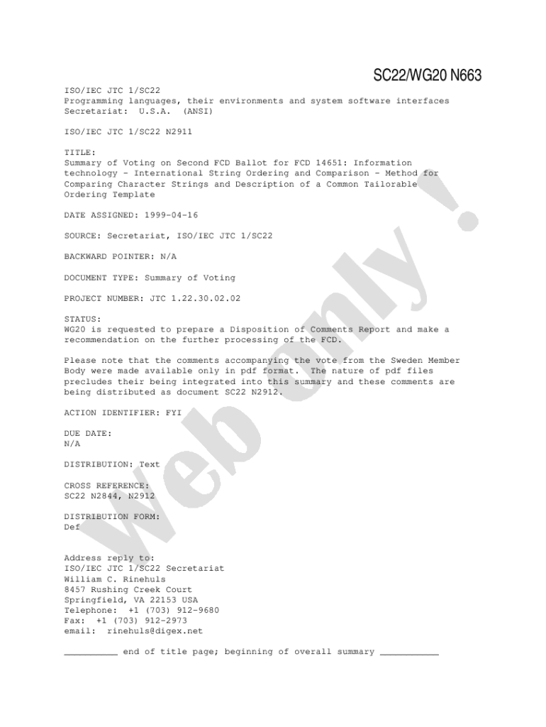 Fillable Online ISO - ISO/IEC JTC 1/SC 22 - Programming languages, their environments ... Fax ...