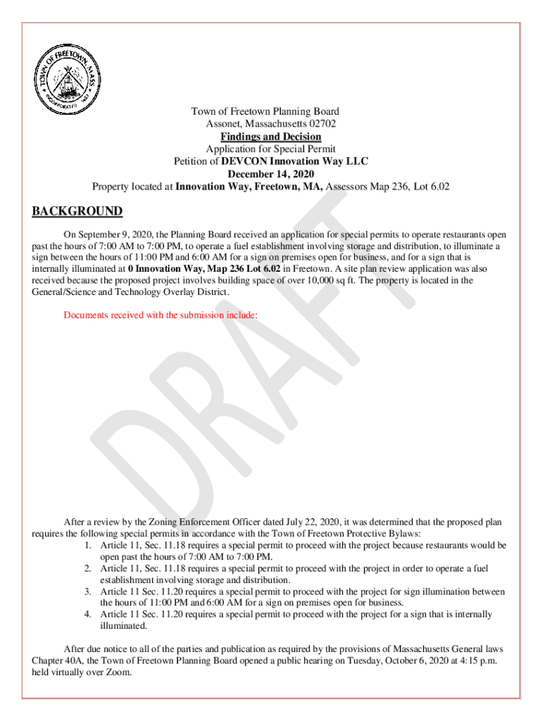 Fillable Online Special Permit Signs - Freetown MA Fax Email Print ...