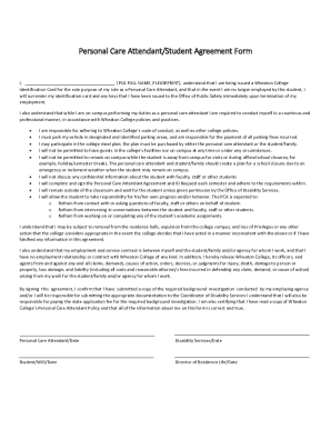 Fillable Online Sample Personal Care Attendant Employment Agreement Fax ...