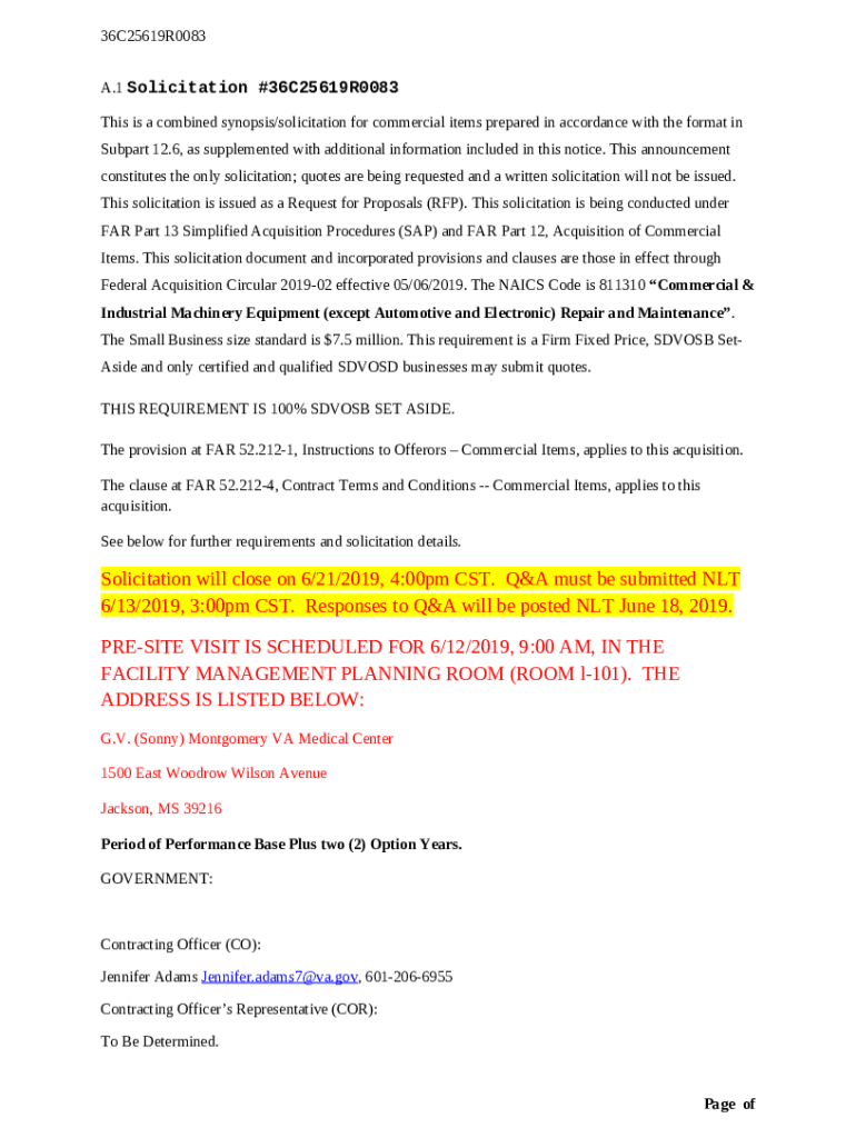 Solicitation No.: 75F40122Q00040 This is a combined synopsis ... Doc Template | pdfFiller