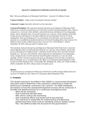 Quality Assurance Surveillance Plan (QASP) Doc Template | pdfFiller