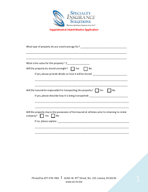 Fillable Online Supplemental Inland Marine Application - Amazon AWS Fax ...