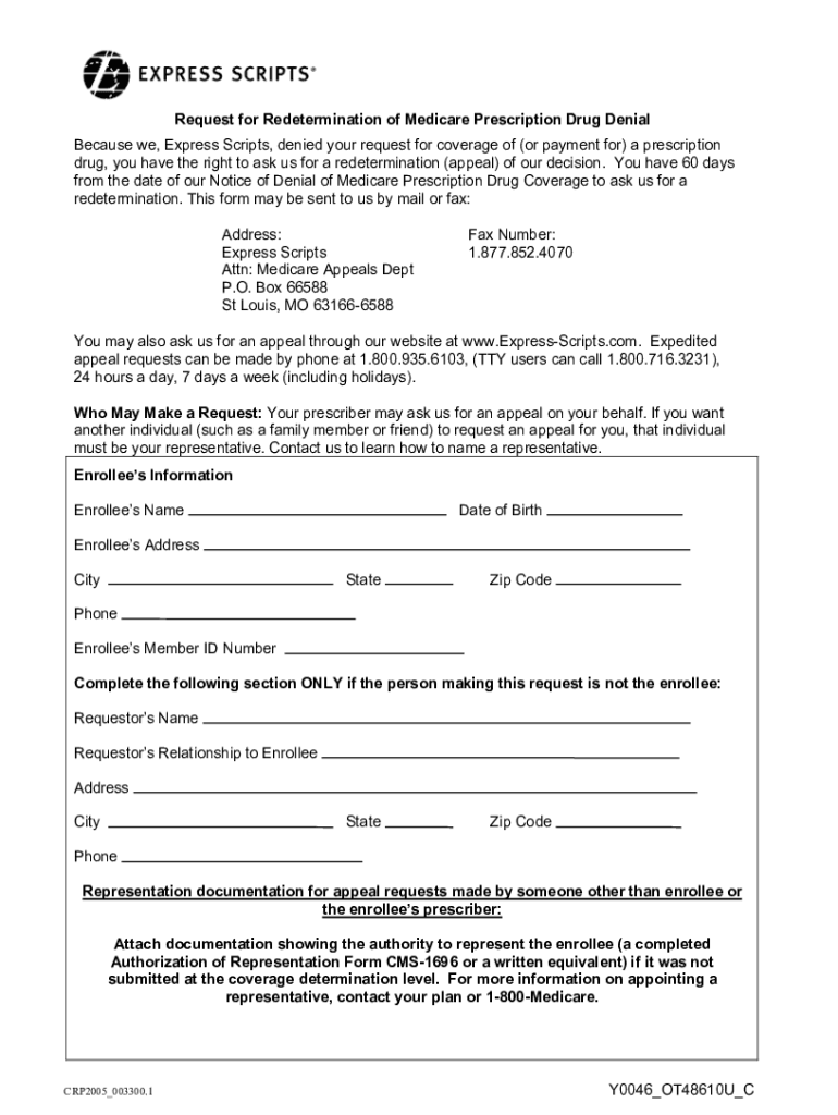 Fillable Online English Request for Redetermination Form - ESI PBM.doc ...