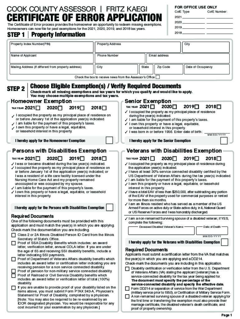 Fillable Online CERTIFICATE OF ERROR APPLICATION Fax Email Print ...