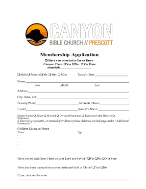 Fillable Online Church Membership Application.docx Fax Email Print ...
