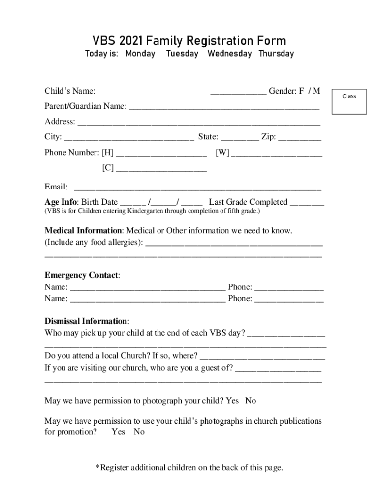 Fillable Online VBS Registration Form with free template - Borrowed ...