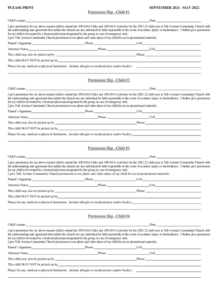 Fillable Online Free Printable Permission Slip Templates & Forms - Best ...